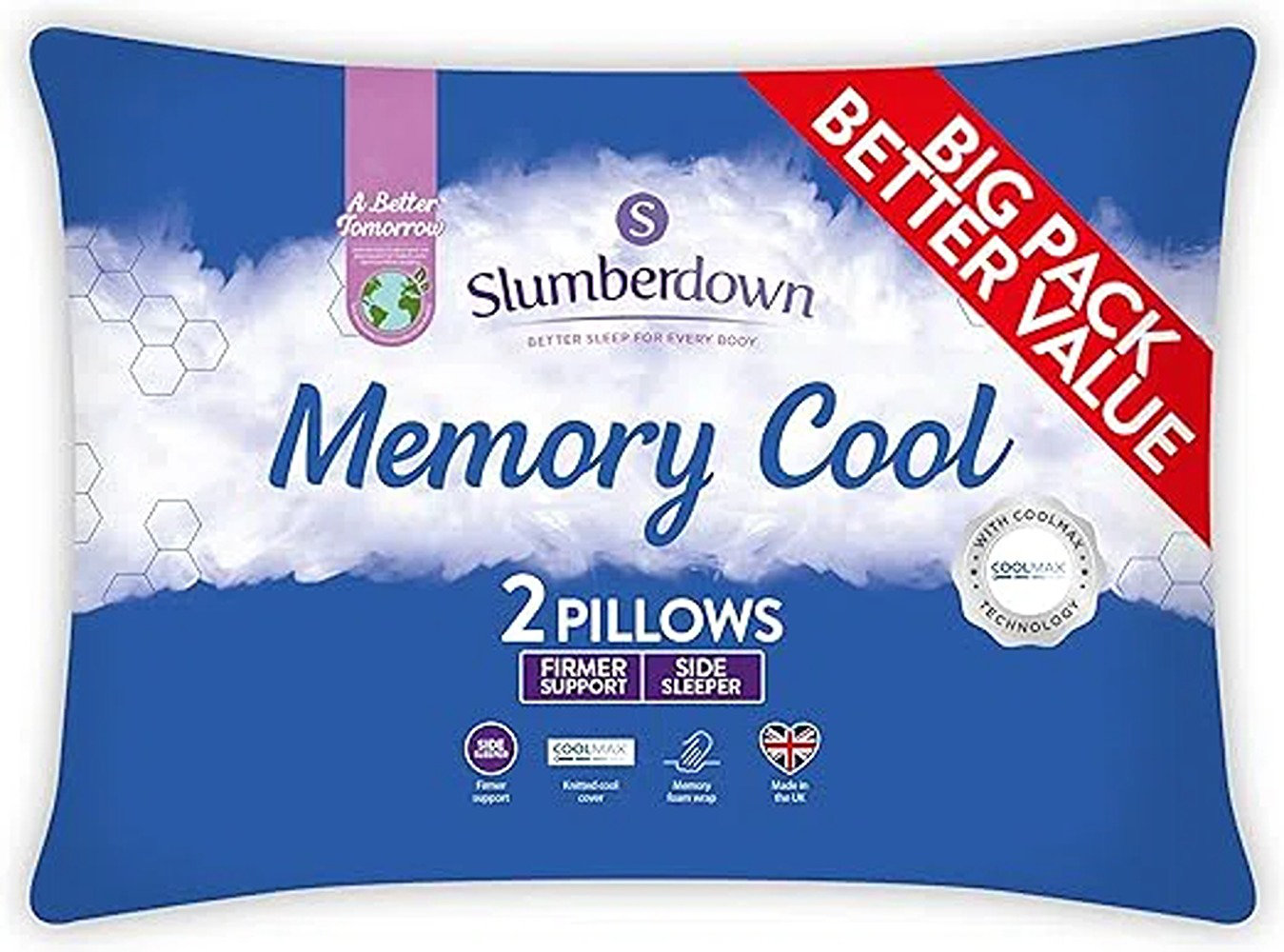 Slumberdown Memory Cool Pillow – Memory Foam Cooling Technology | Firm ...
