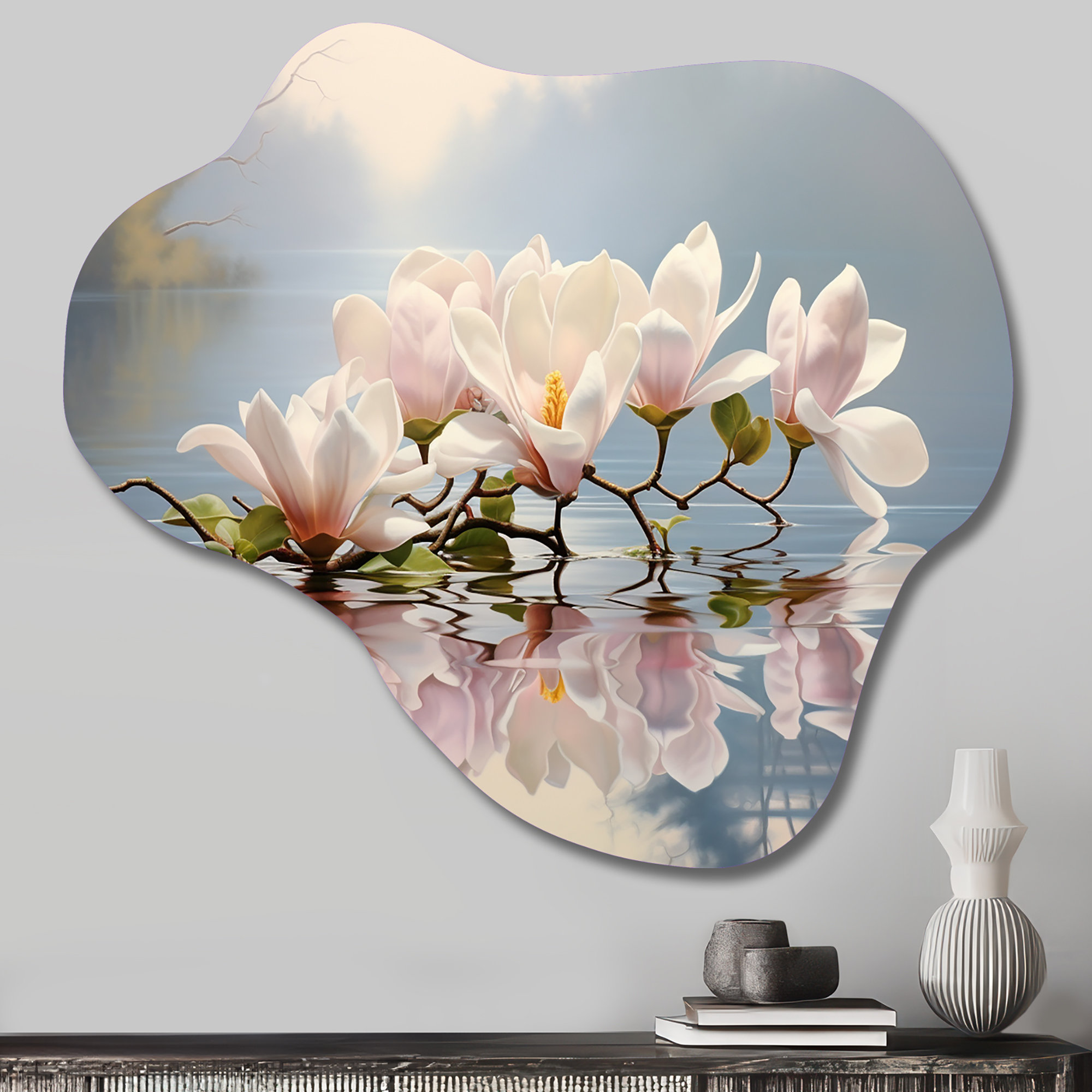 Latitude Run® White Grey Magnolias Magnolia Reflections I - Cloud ...