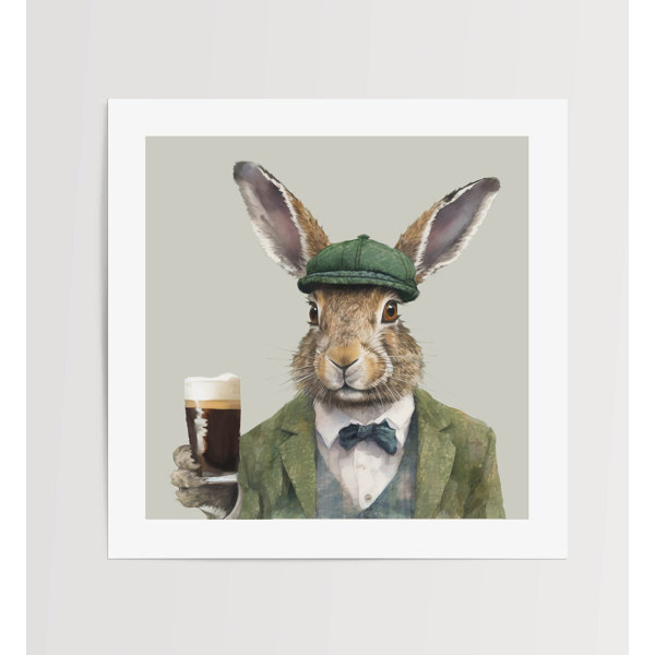 Happy Larry Watercolour Irish Hare Country Wall Art Print Unframed ...