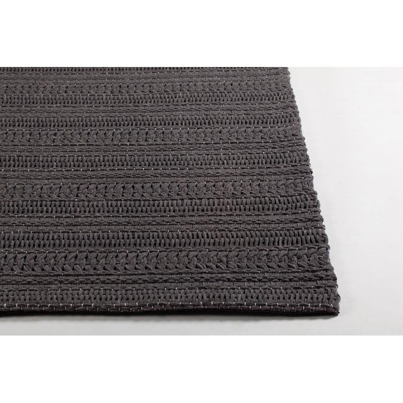 Gracie Oaks Naya Handmade Dhurrie Wool Charcoal Area Rug | Wayfair