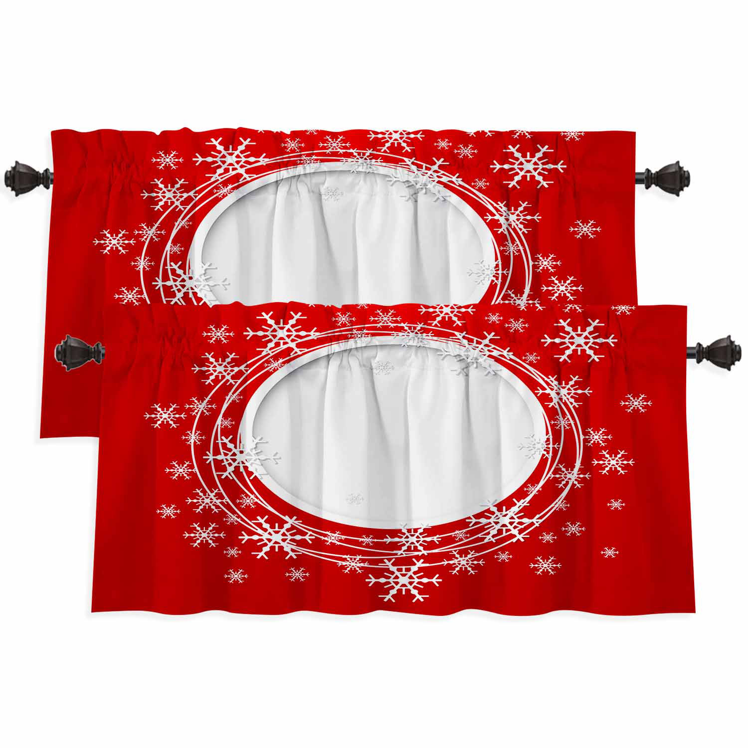 Ophelia & Co. White 52"W Christmas with Snowflakes Red Snow Window ...