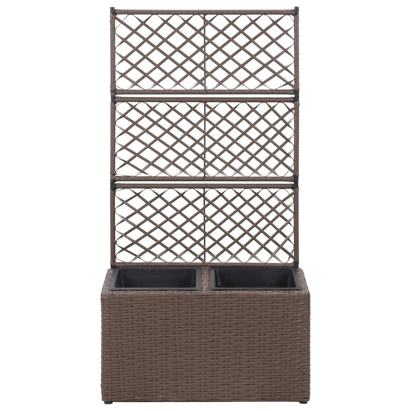 Latitude Run® Planter Flower Box Trellis Patio Raised Bed with Rattan ...