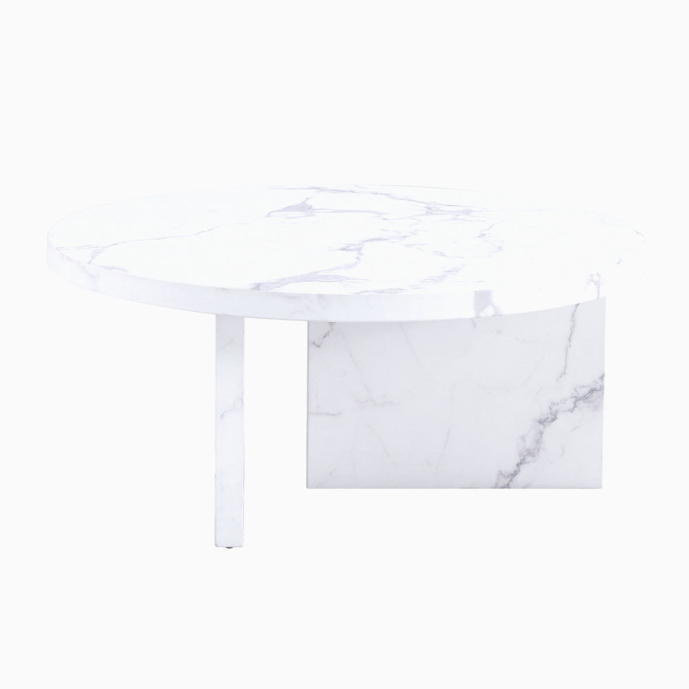 Wrought Studio™ A White MDF Material Circular Patterned Coffee Table, A ...