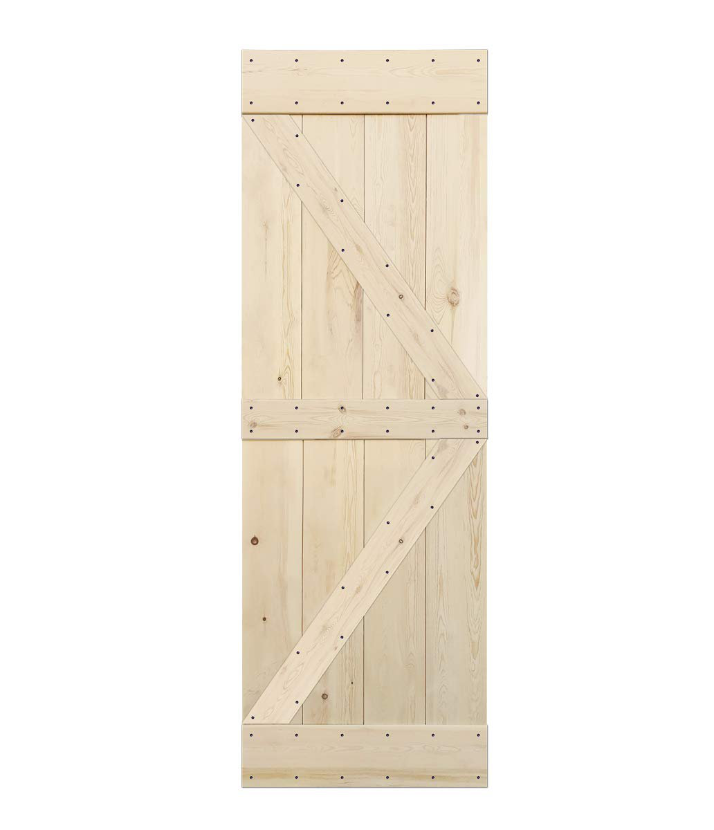 S&Z TOPHAND Paneled Wood Unfinished Barn Door without Installation ...