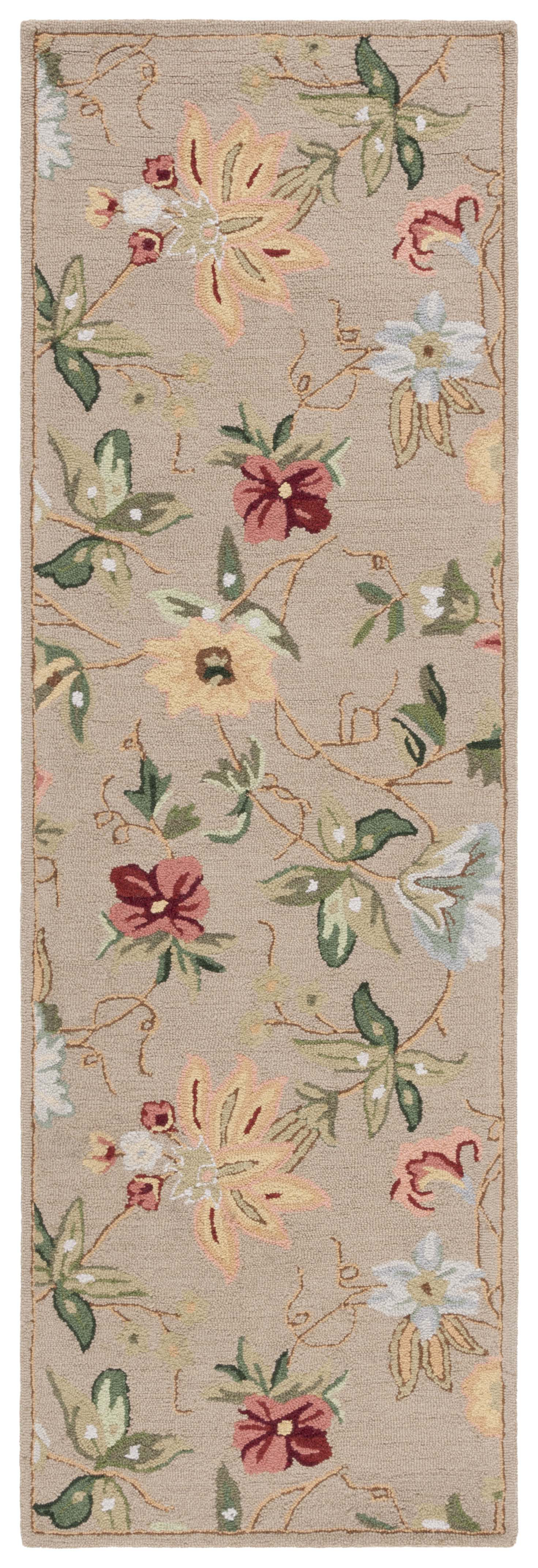 Winston Porter Floral Handmade Looped/Hooked Wool Area Rug in Brown ...