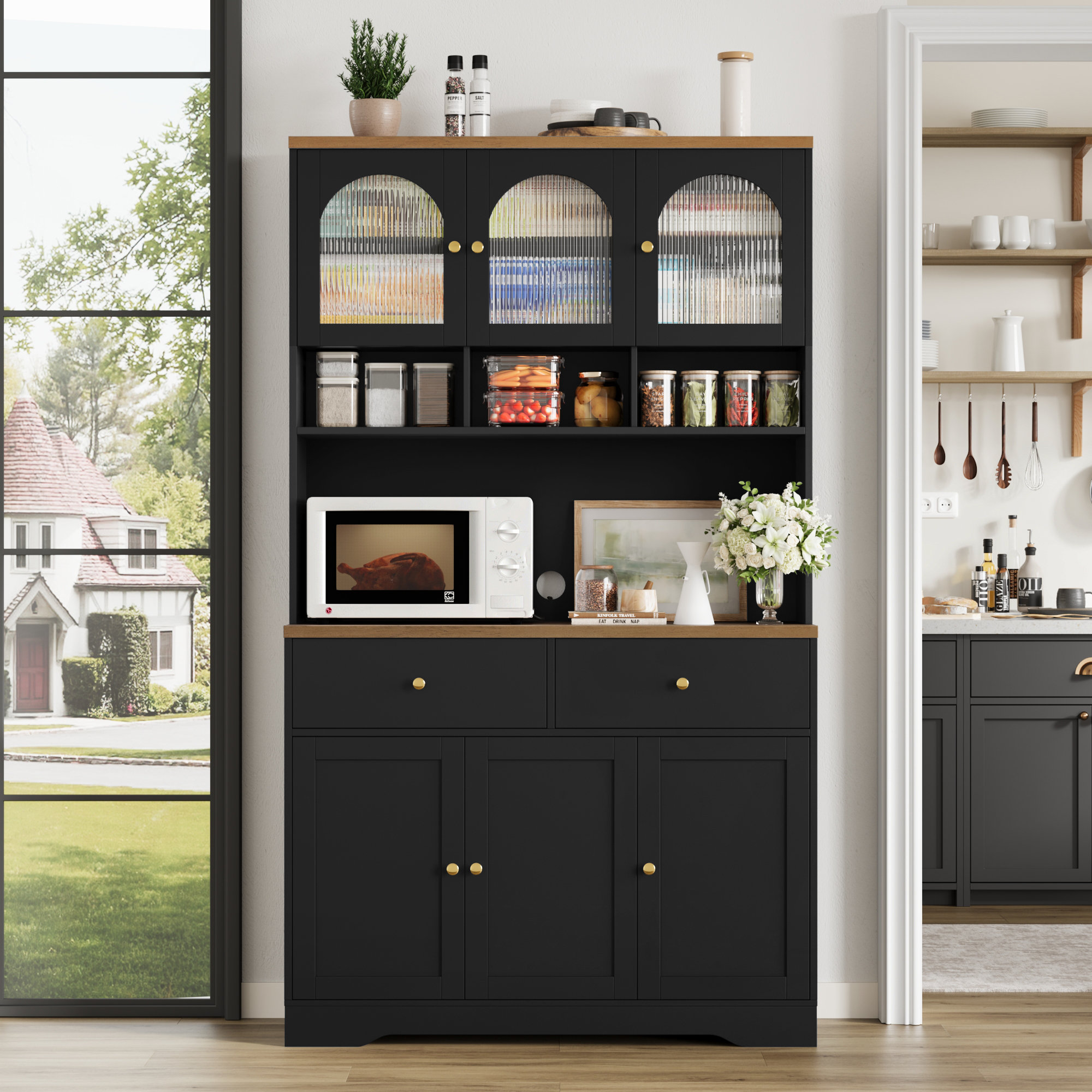 Lark Manor™ 41.3" Baker's Rack With Microwave Stand, Farmhouse Style ...