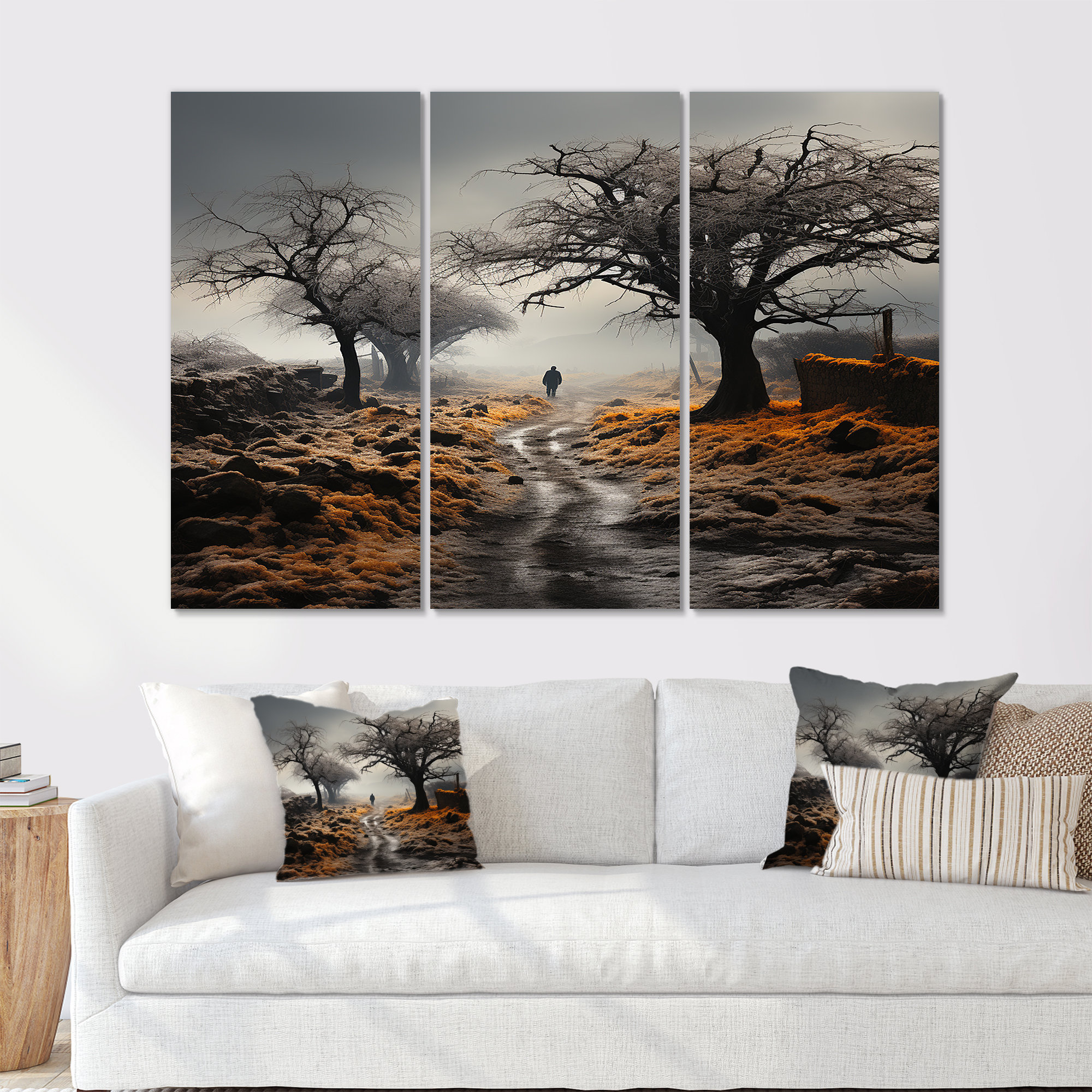 Lark Manor™ Winter Loneliness Desolate Country Road - Countryside Wall ...