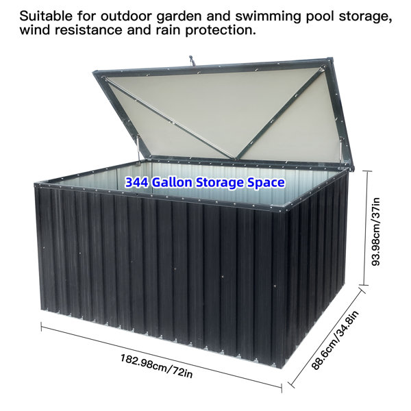 Primestok Water Resistant Metal Lockable Deck Box with Lock in Black ...