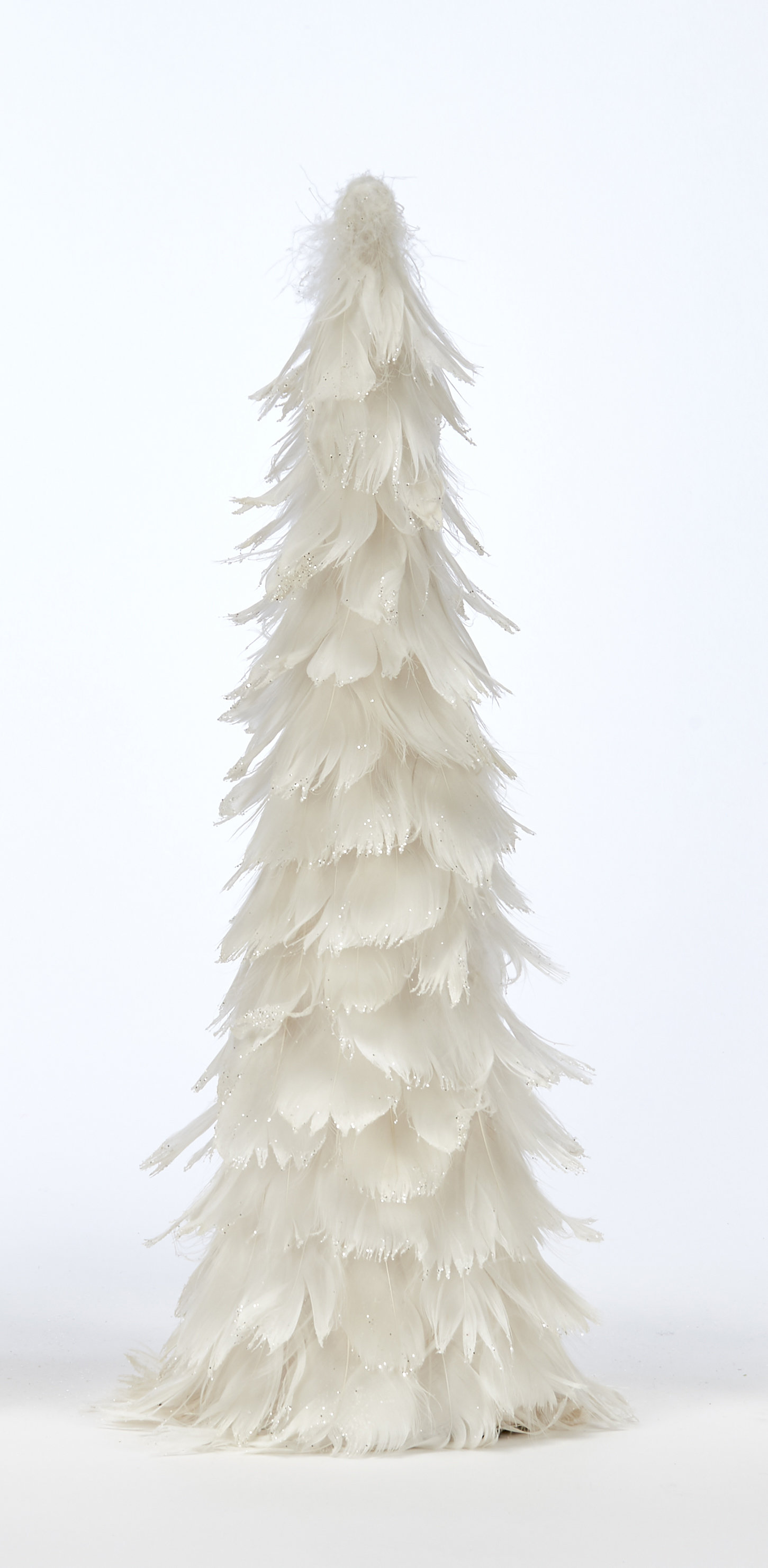 The Holiday Aisle® 8" Christmas Tabletop Feather Tree w/ Glittered Tips ...