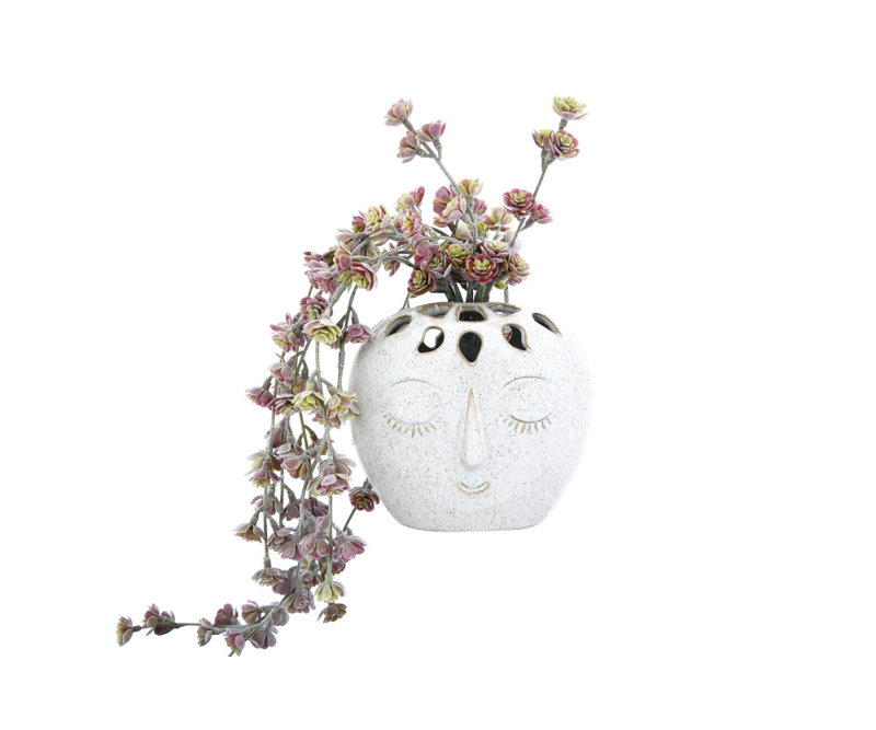 Trinx Ayah Stoneware Smiling Face Vase with Multiple Openings | Wayfair