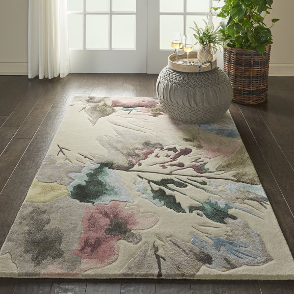 Orren Ellis Byrom Handmade Beige/Pink/Green Rug | Wayfair