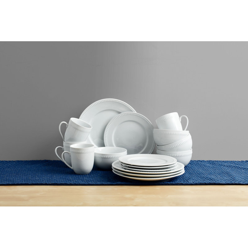 Birch Lane™ Max Beaded 16-Piece Porcelain Dinnerware Set, Service for 4 ...