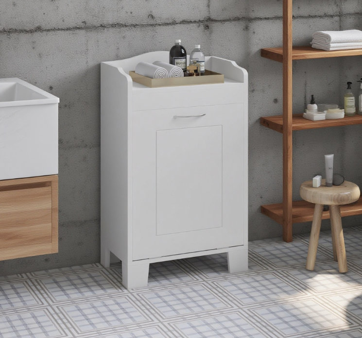 Latitude Run® Free Standing Laundry Hamper And Bathroom Storage Cabinet ...