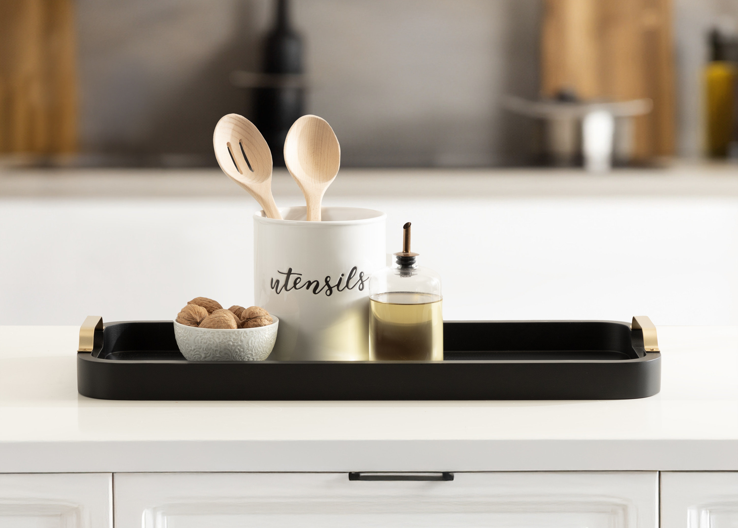 Mercer41 Wooden Rectangle Tray with Metal Handles | Wayfair
