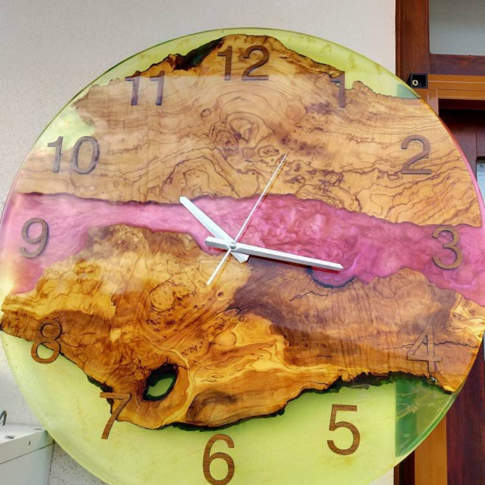 Resinwoodliving Wood Wall Clock Resin, Wood, Epoxy Wall Clock | Wayfair