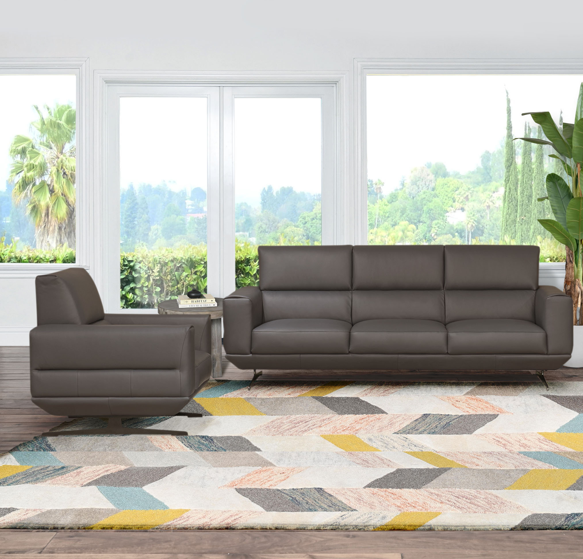 Hokku Designs Furrow 2 Piece Genuine Leather Living Room Set | Wayfair