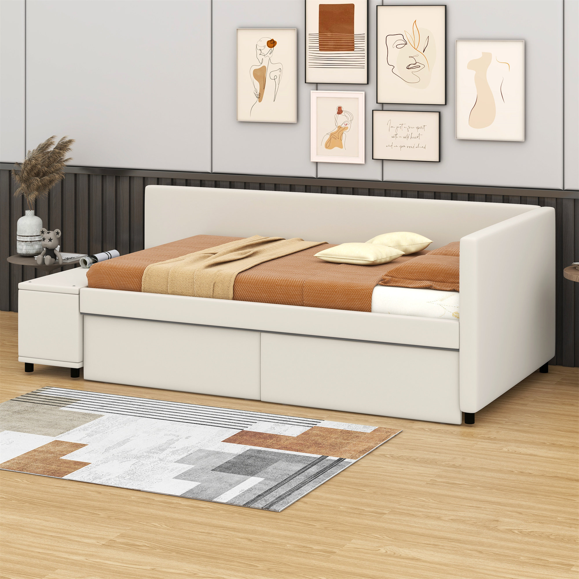 Latitude Run® L-Shaped Upholstered Platform Bed With Storage And ...