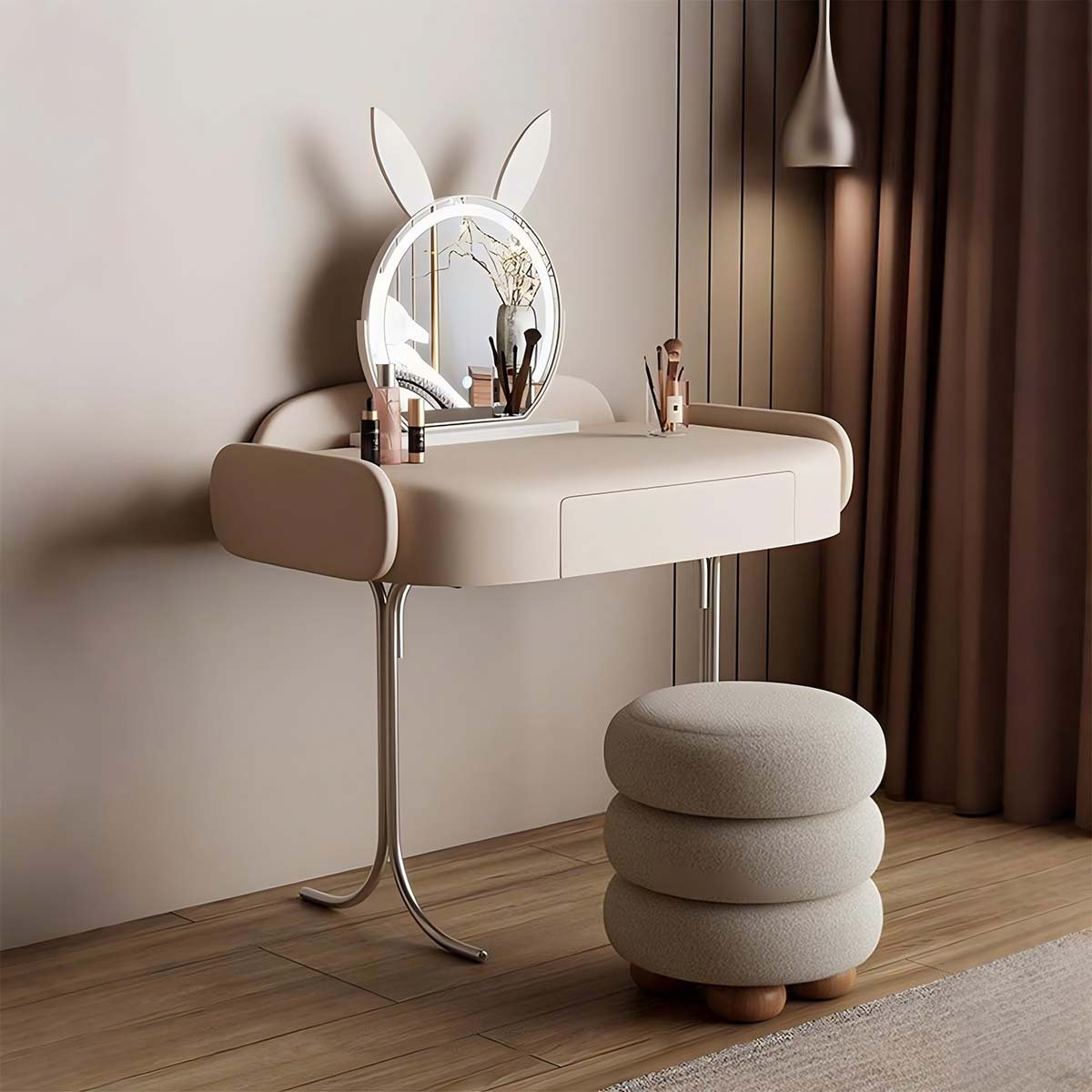 Orren Ellis 39.37"Compact Cute Solid Wood Dressing Table | Wayfair
