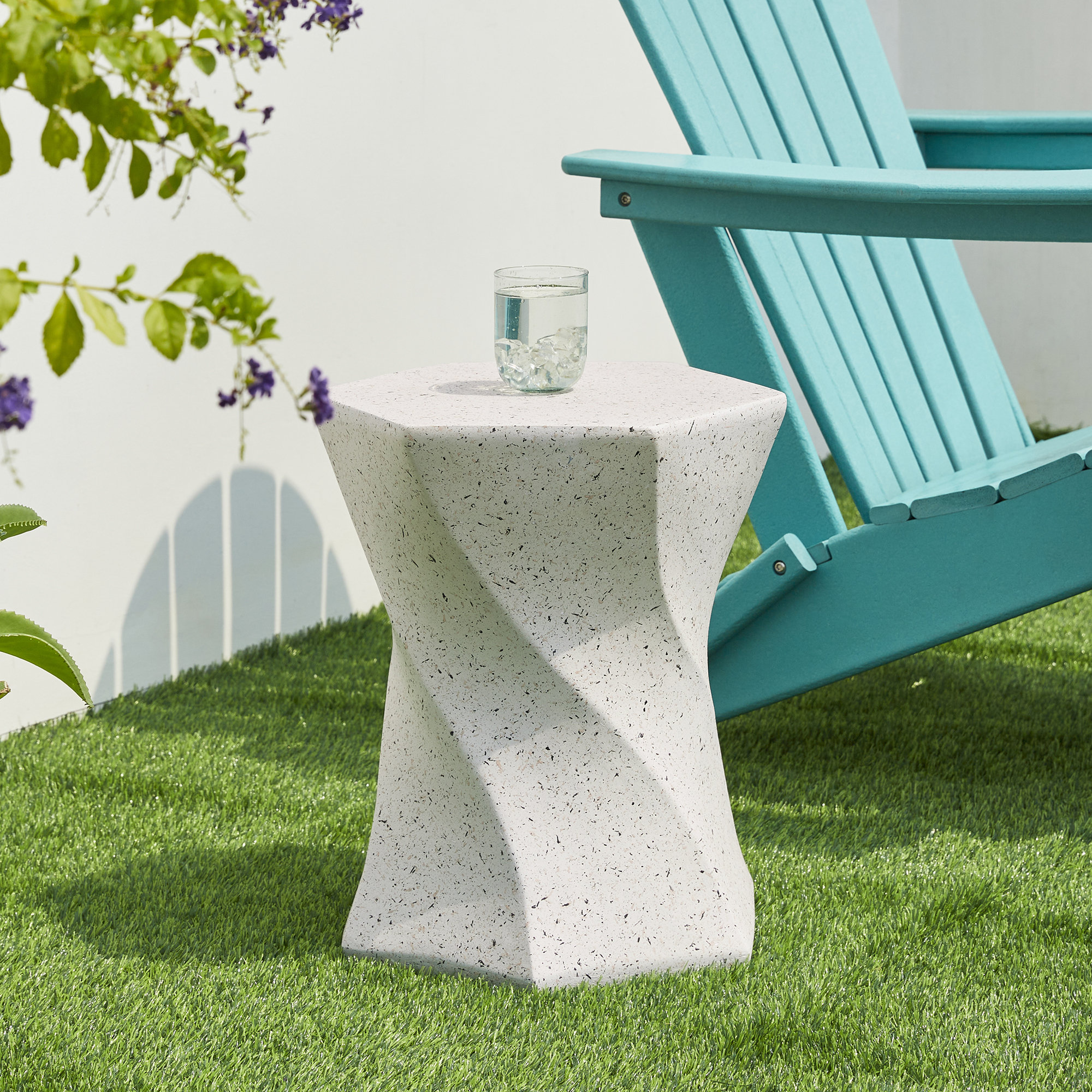 Ivy Bronx 17.75"H MGO Twist Faux Terrazzo Garden Stool or Planter Stand ...