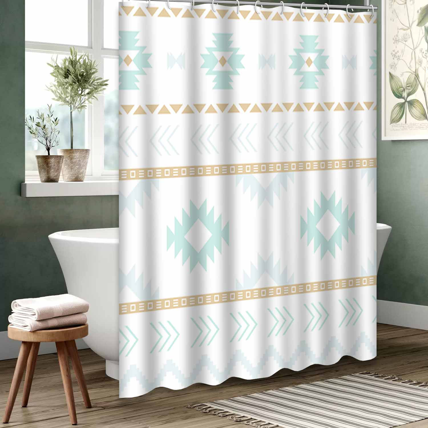 East Urban Home Aztec Arrow Waterproof Shower Curtain - Geometric Boho ...