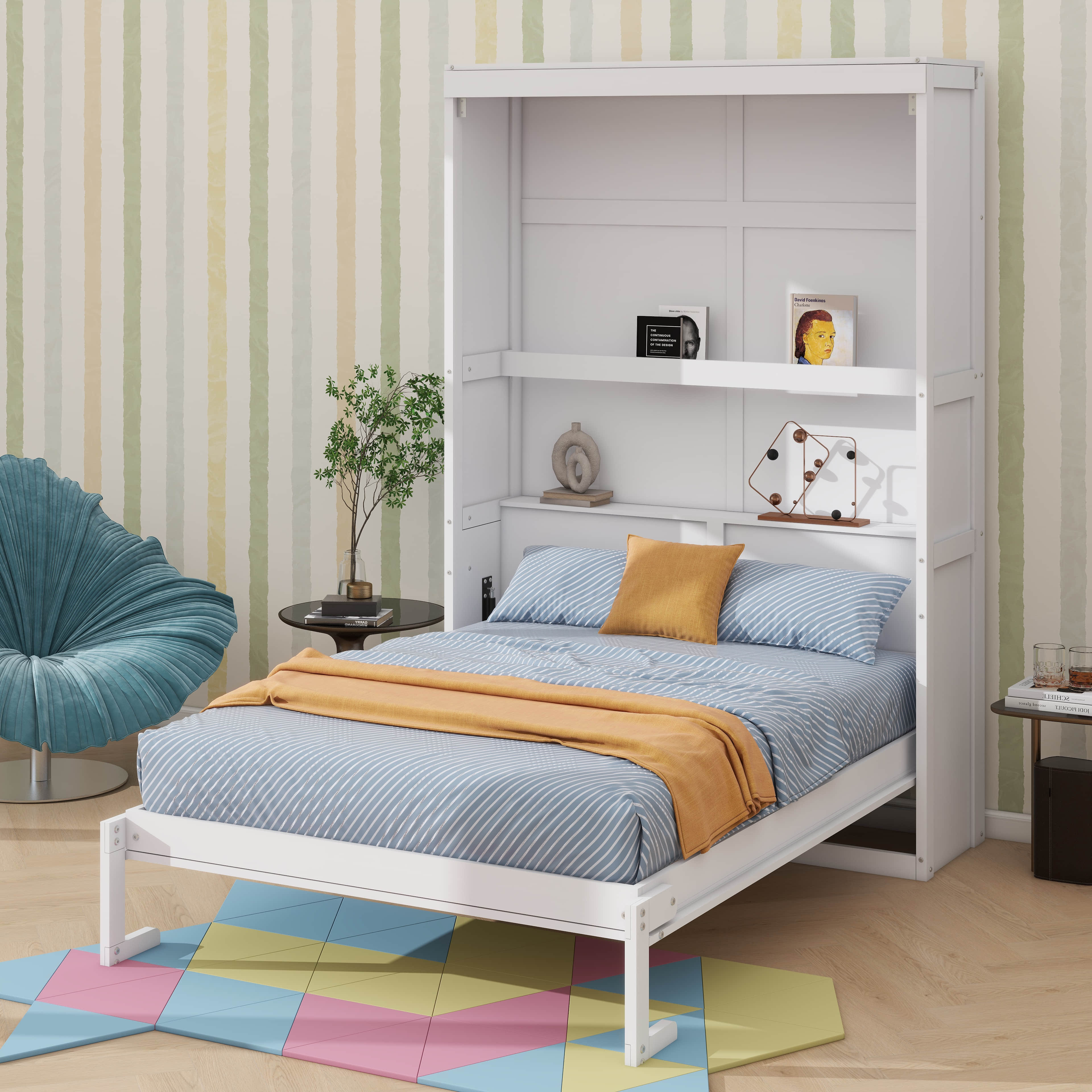 XIUYE Practical Murphy Bed With Built-In Shelving Units | Wayfair