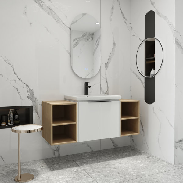 Latitude Run® Kanoa 48'' Wall Mounted Single Bathroom Vanity with ...