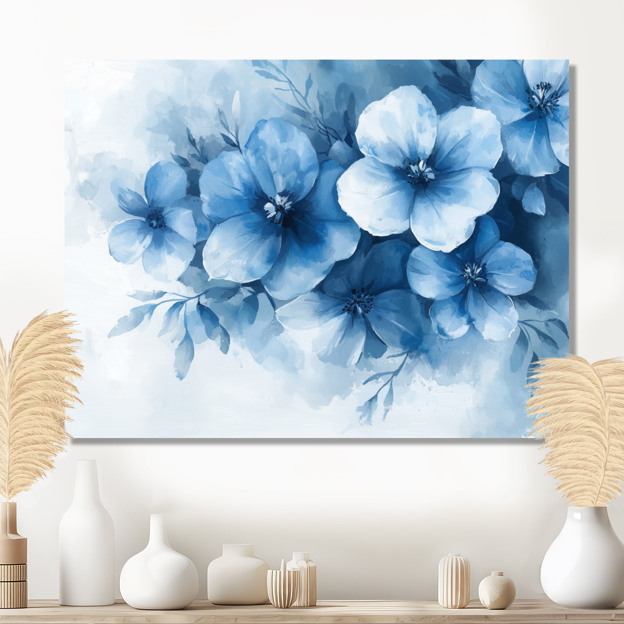 Latitude Run® Blue Floral Cascade Of Poppies Flower I - Traditional ...