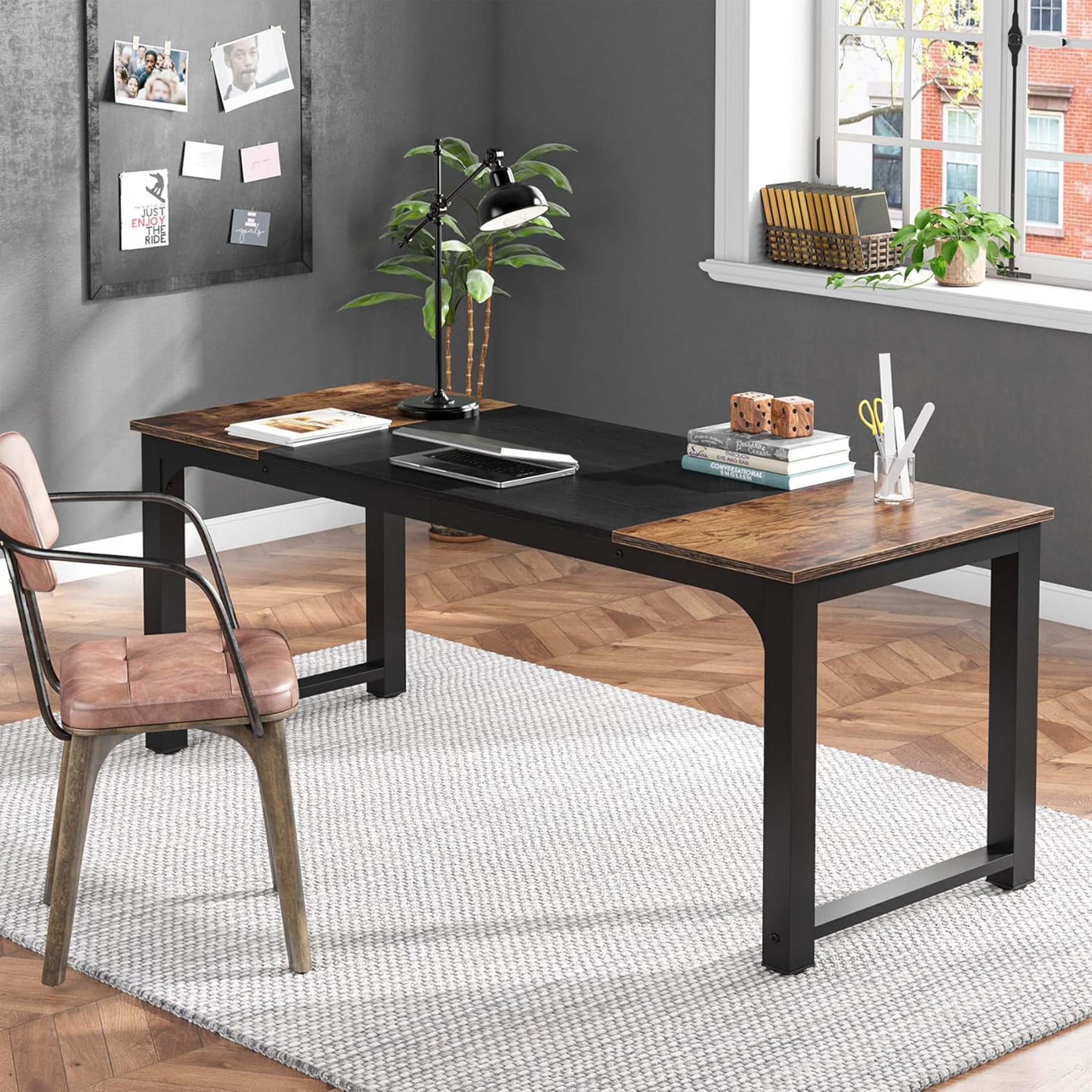 17 Stories Large Modern Office Computer Workstation with Thick Metal ...