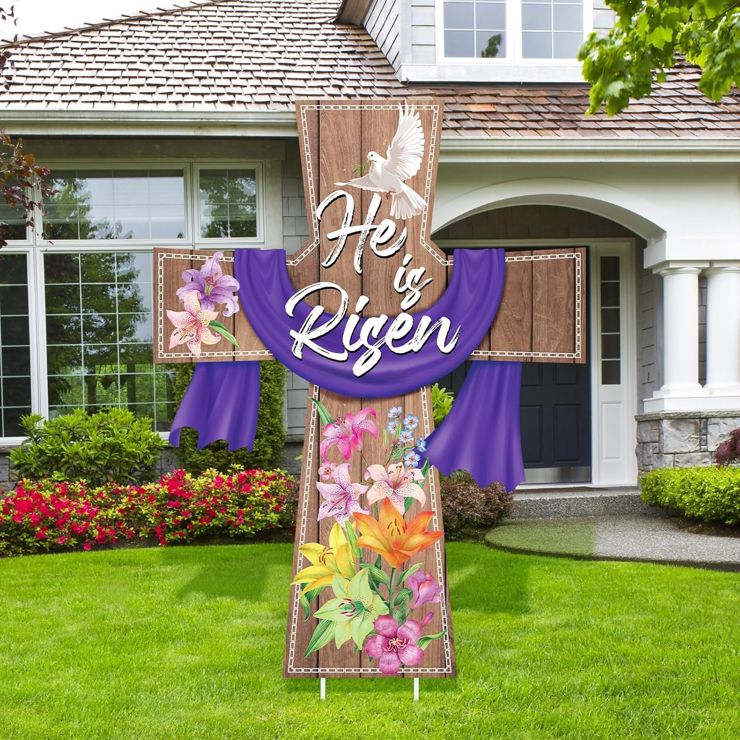 The Holiday Aisle® Outdoor Lawn Decorations Cross Sign Waterproof ...