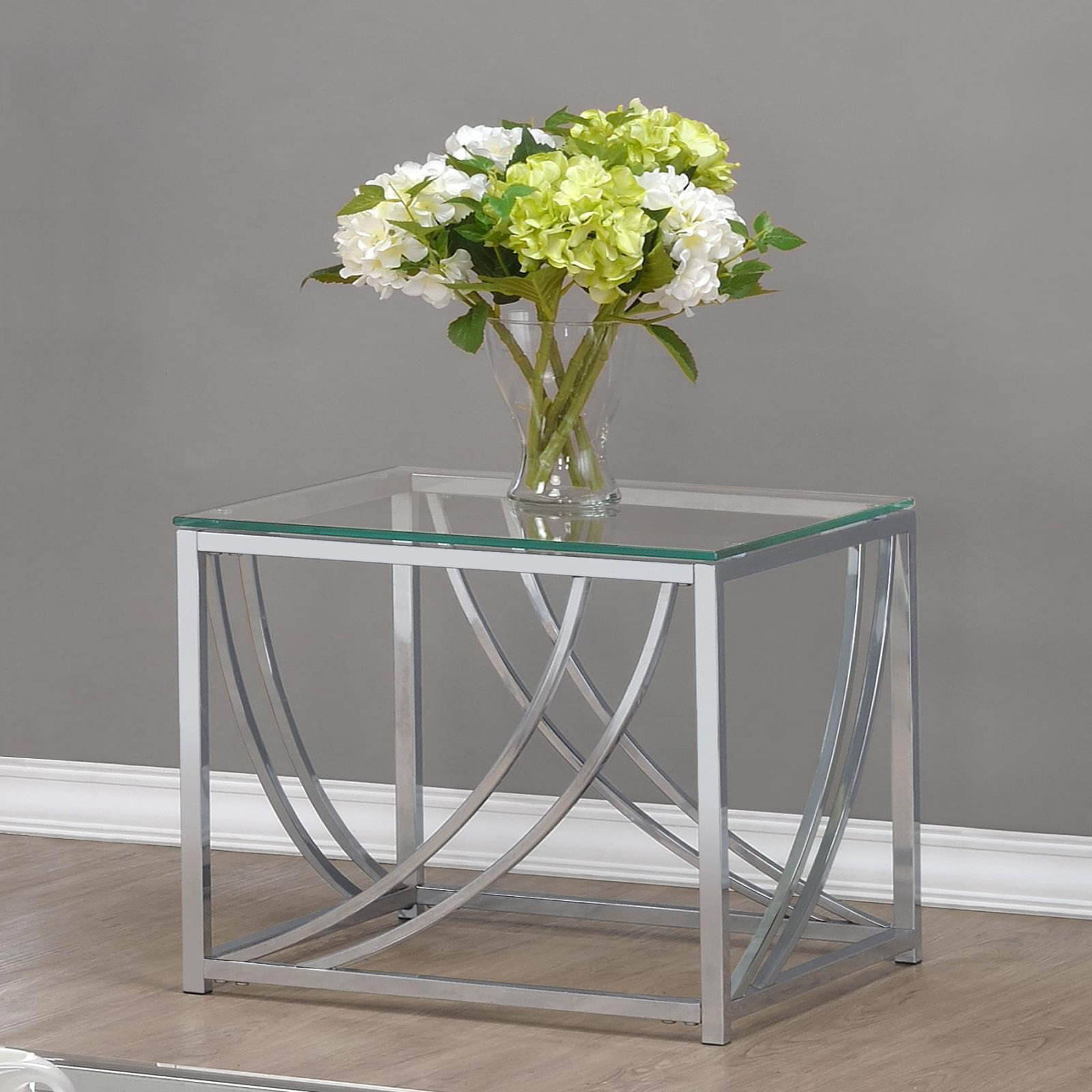 Latitude Run® Jalmer Square End Table with Glass Top in Chrome and ...
