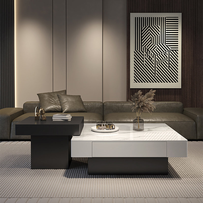 The Invincibles home Italian light luxury square stone coffee table ...