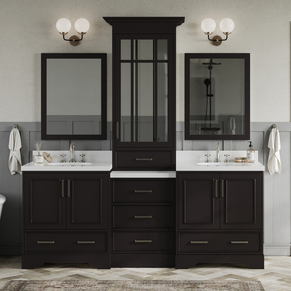 Darby Home Co Geraldina 85" Double Sink Bathroom Vanity with Mirror ...