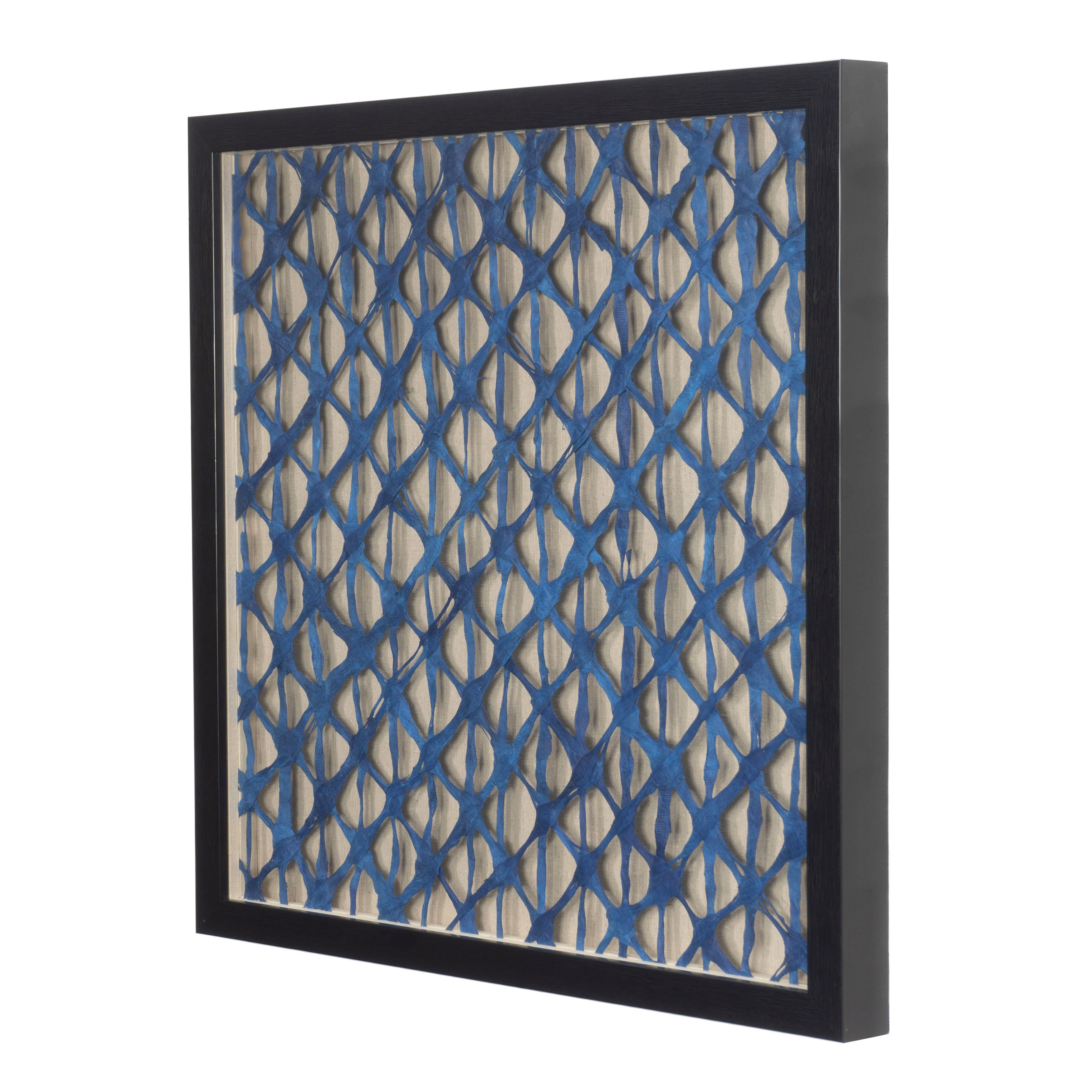 Orren Ellis Abstract Handmade Dark Blue Papier-Mâché Shadow Box Wall ...