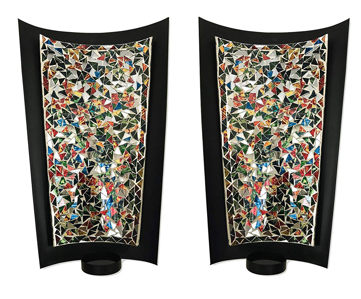 World Menagerie Mosaic Wall Sconce Tealight Candle Holders - Abstract ...