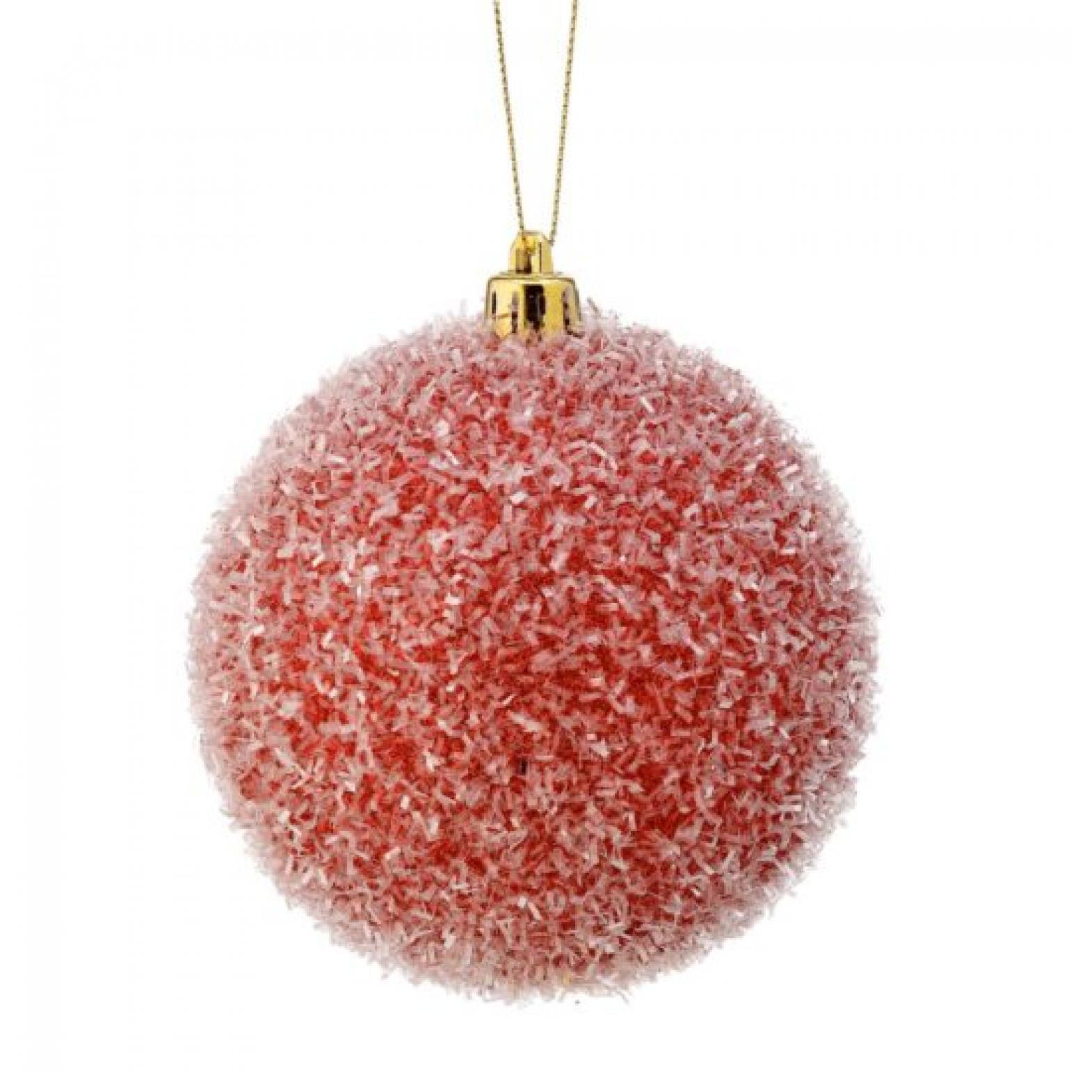 The Holiday Aisle® Set Of 4 Tinsel Glitter Ball Ornaments | Wayfair