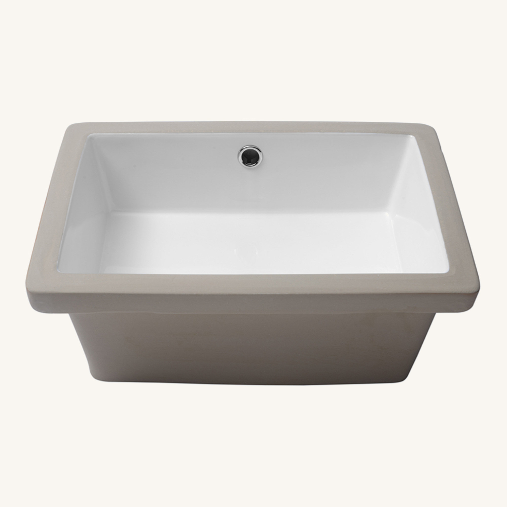 Tech Cube 18"X12" White Ceramic Rectangular Undermount Bathroom Sink ...
