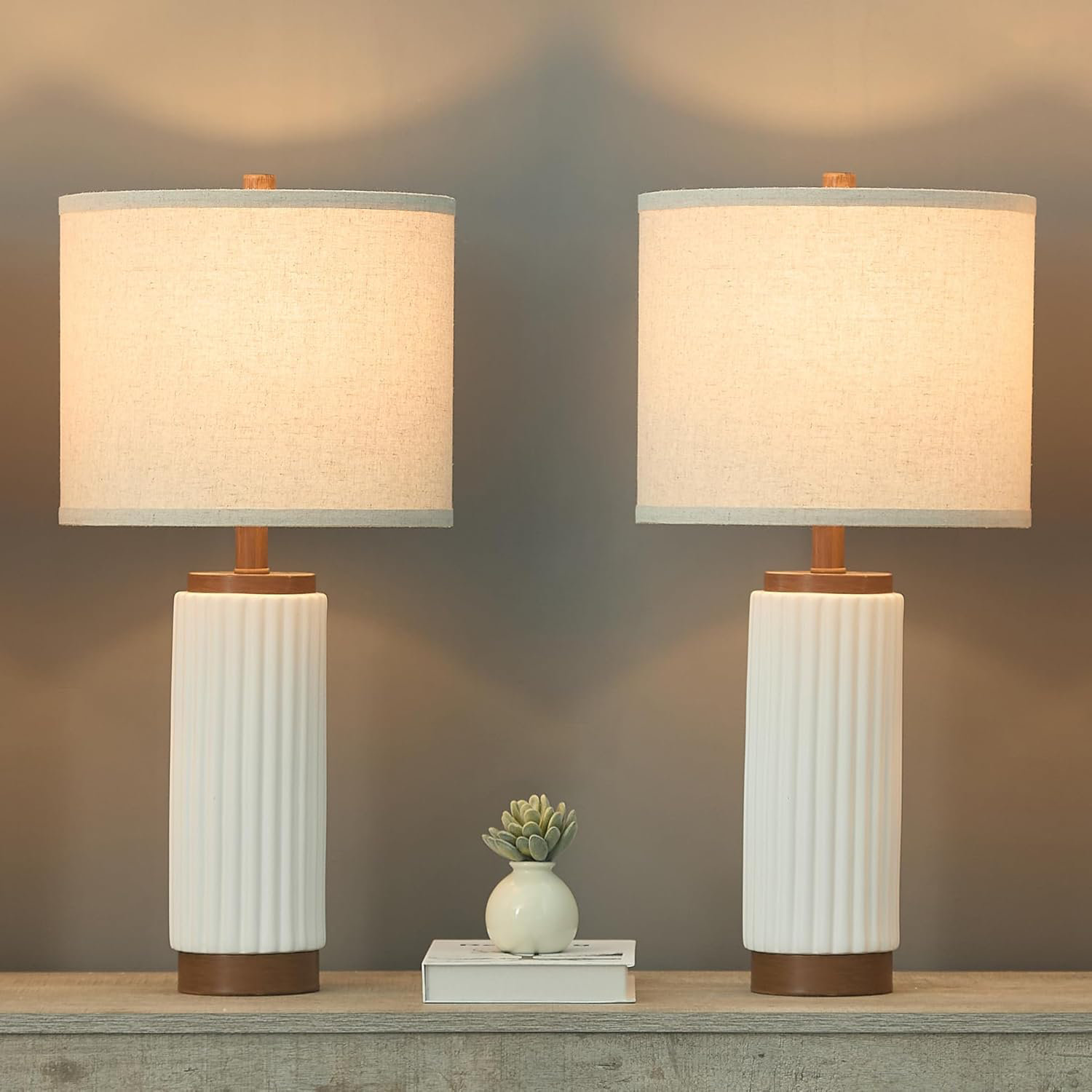 Latitude Run® Set Of 2 Modern Ceramic Table Lamps, 25" Tall With ...