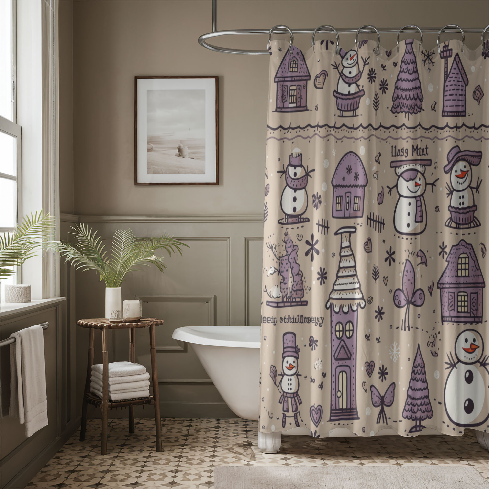 The Holiday Aisle® Arctic Snow Pattern - Premium Shower Curtain | Wayfair