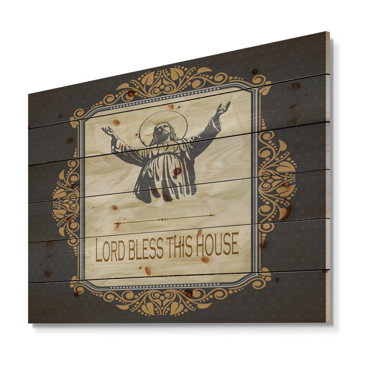 Bless international Lord Bless This House. Vintage Jesus On Wood Print ...