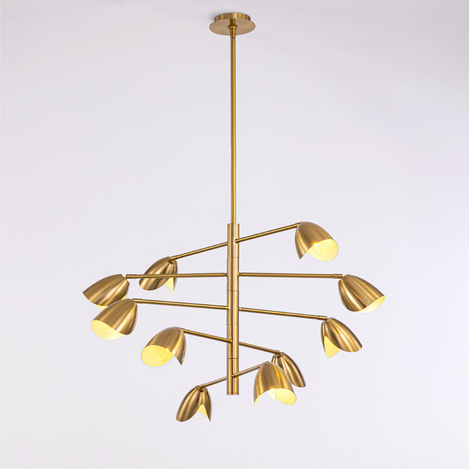 VidaLite Splay 10-Light Brushed Brass Chandelier With Adjustable Arms ...