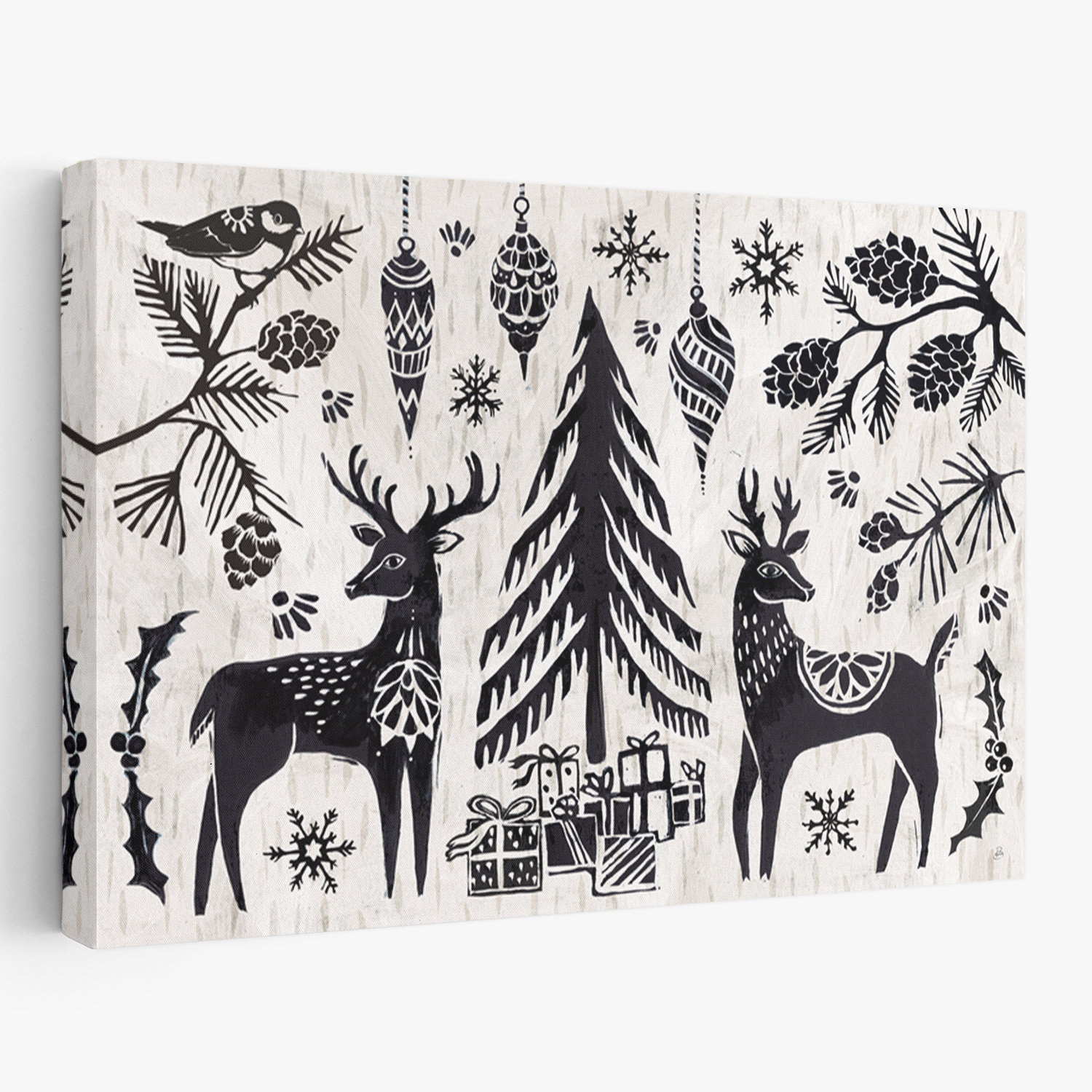 Ophelia & Co. Woodcut Christmas I - Animals Birch Birds Black Art ...