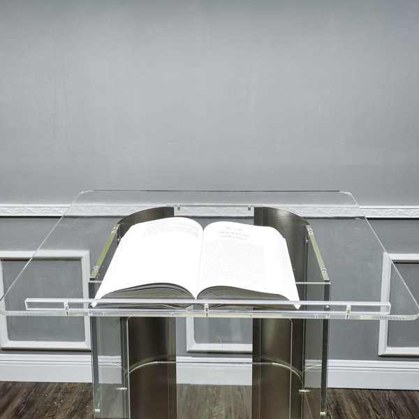 FixtureDisplays Clear Acrylic Plexiglass Podium Curved Brushed ...