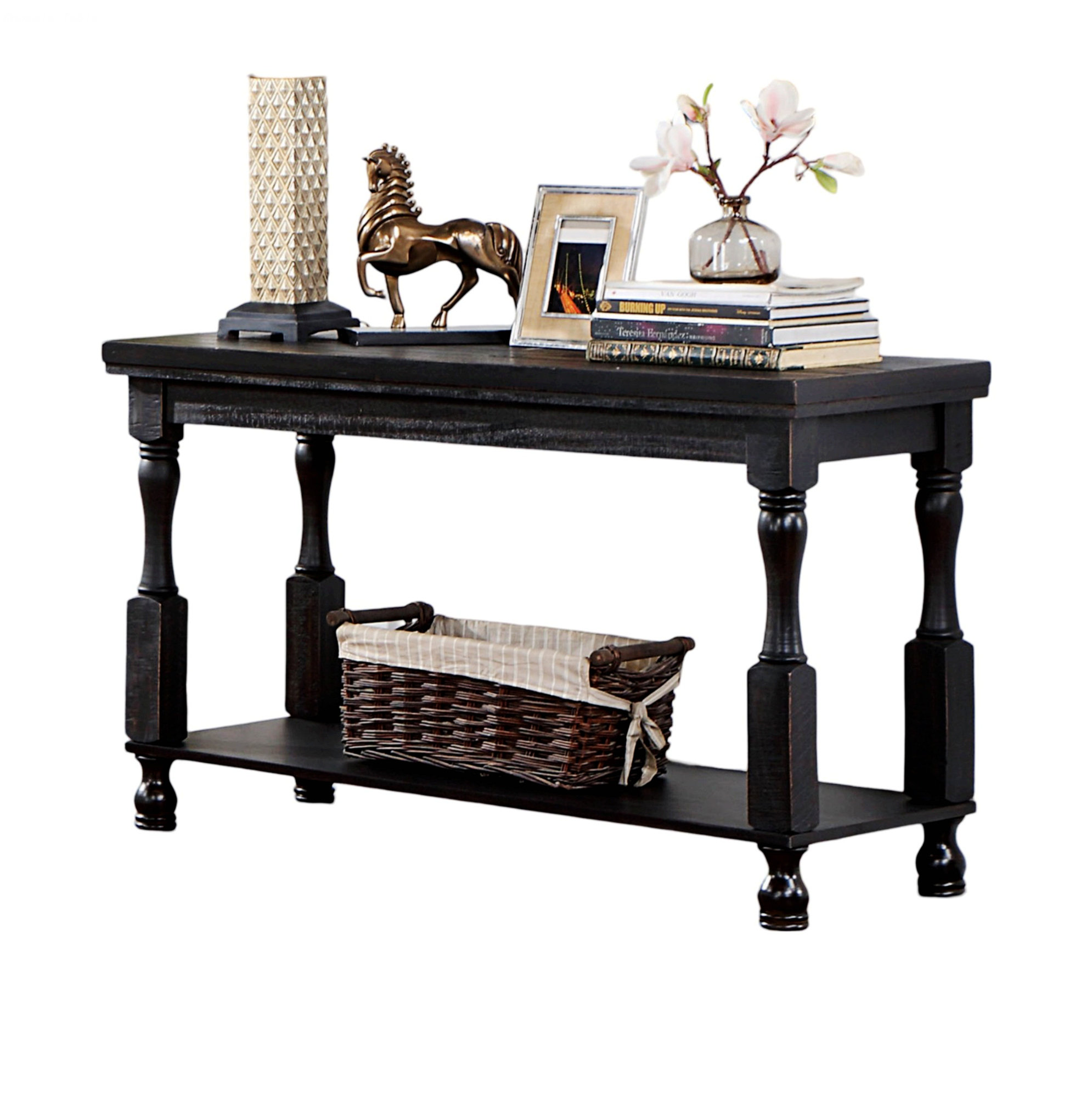 Alcott Hill® Console Table, Wooden Frame Table With Open Bottom Shelf ...