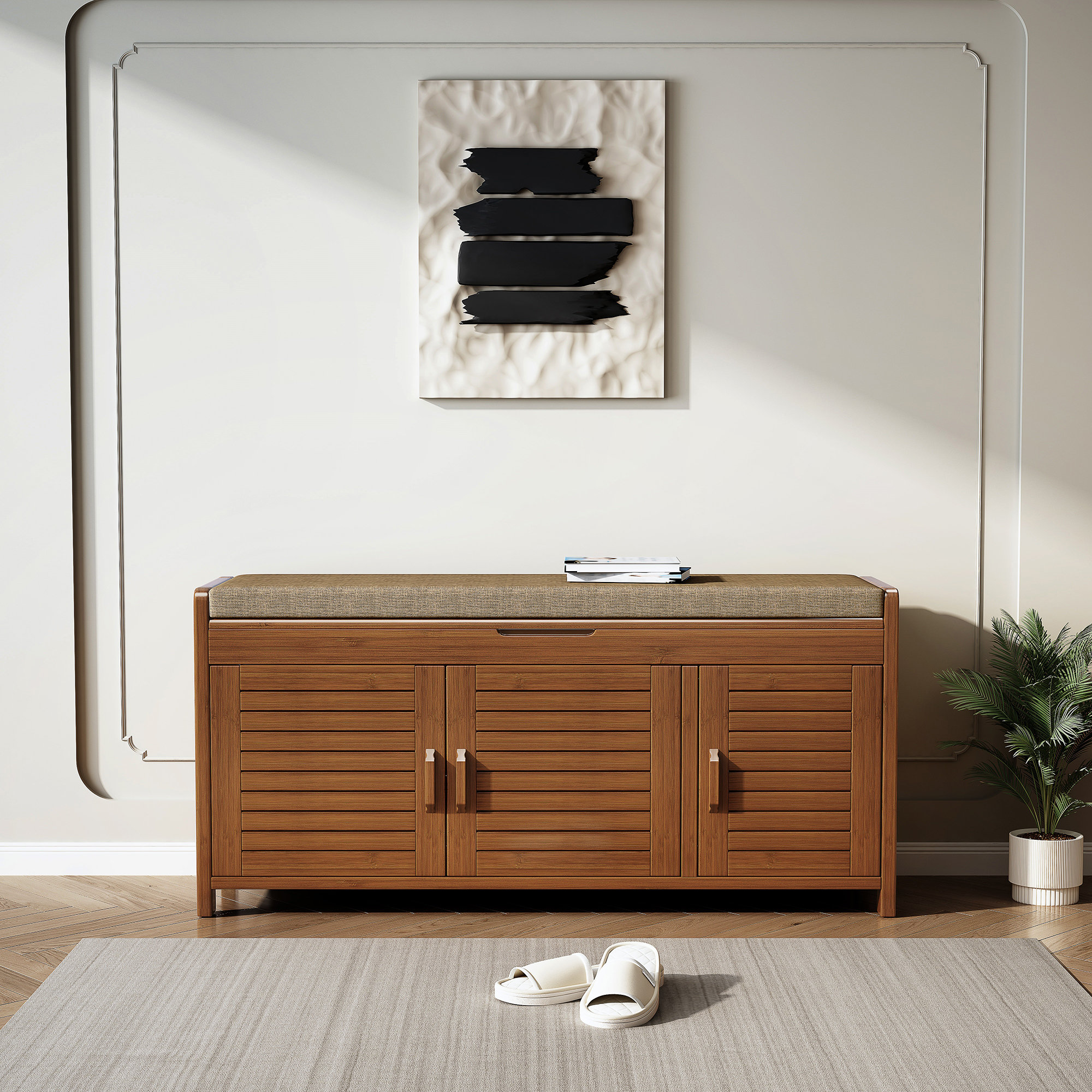 Rebrilliant Bamboo Entryway Shoe Storage Bench Shoe Cabinet - Wayfair ...