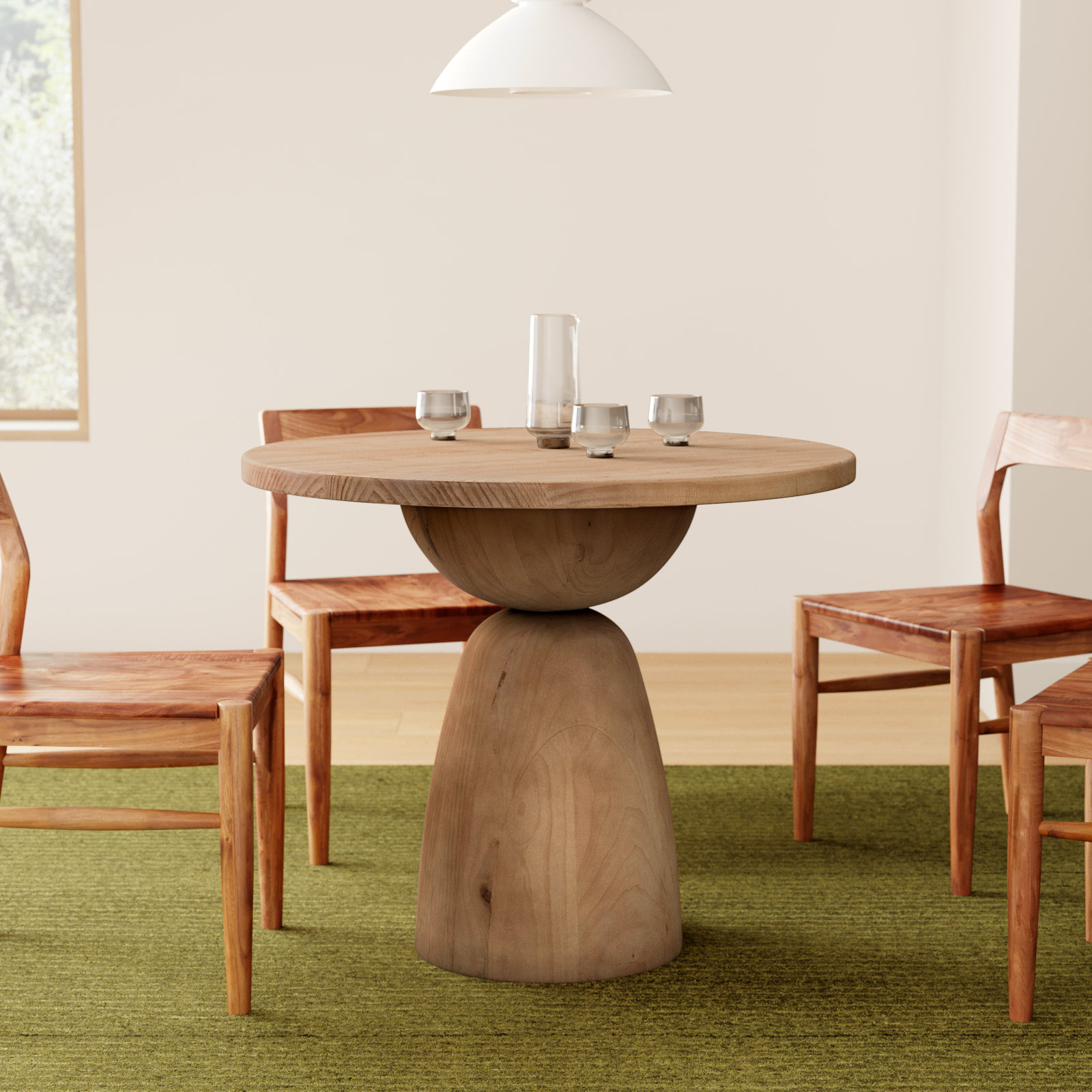 AllModern Saria Reclaimed Pine Round Modern Hourglass Bistro Dining ...