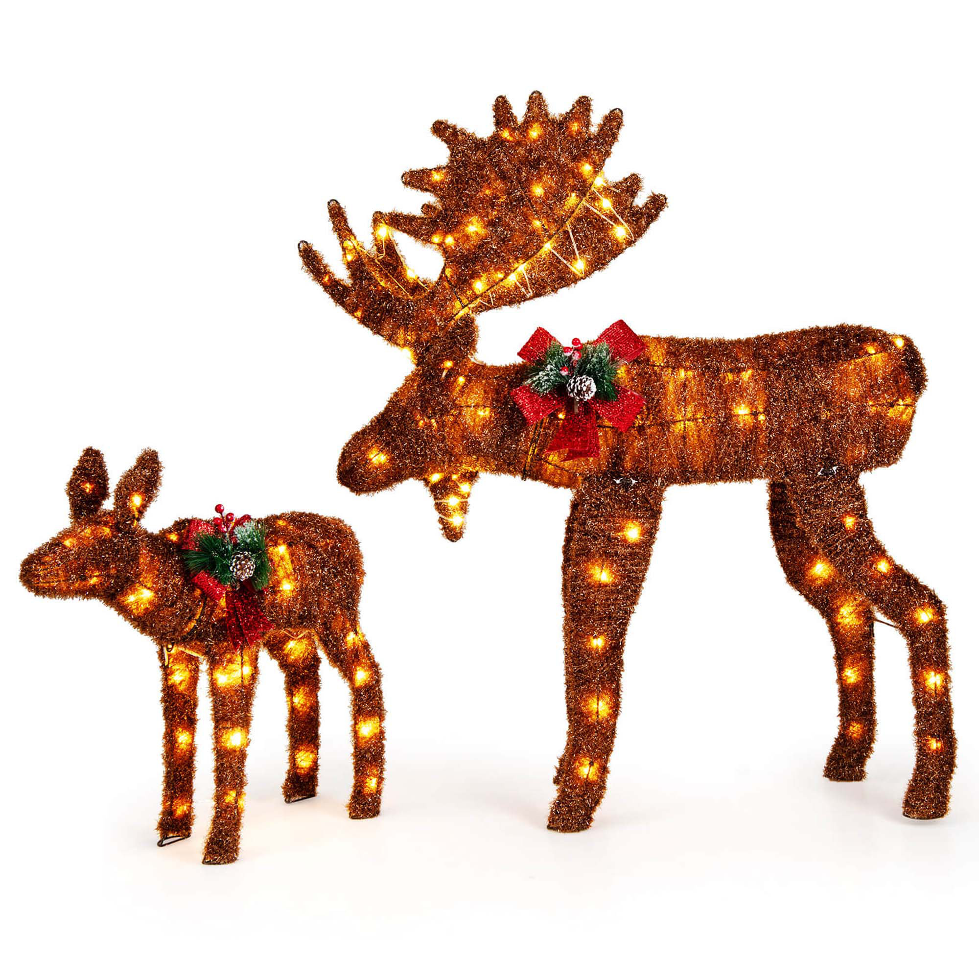 Ophelia & Co. 2 Pcs Lighted Moose Family Light-up Xmas Deer Decorations ...