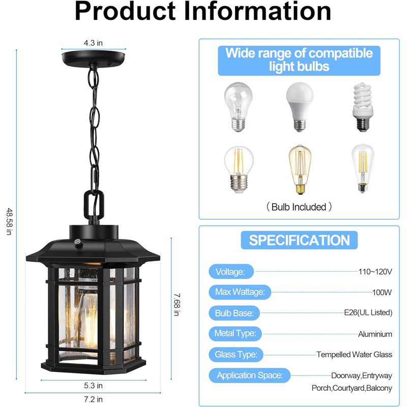 Kazoo 7.68'' Hardwired Outdoor Hanging Light | Wayfair