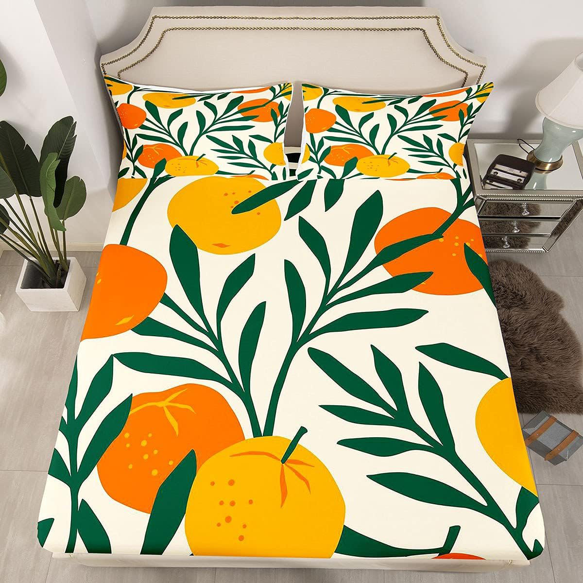 AMIPOR Fall Bed Sheet Set Queen Size Fall Pumpkin Fitted Sheet For Kids ...