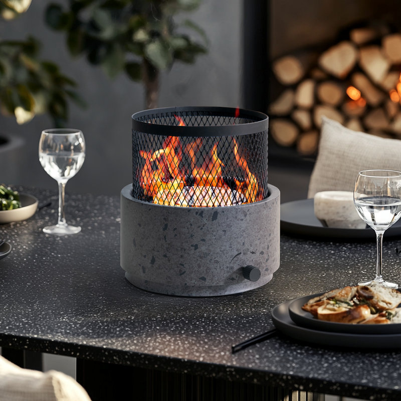 SUNJOY Smokeless Tabletop Fire Pit with Stainless Steel Burner and Two ...
