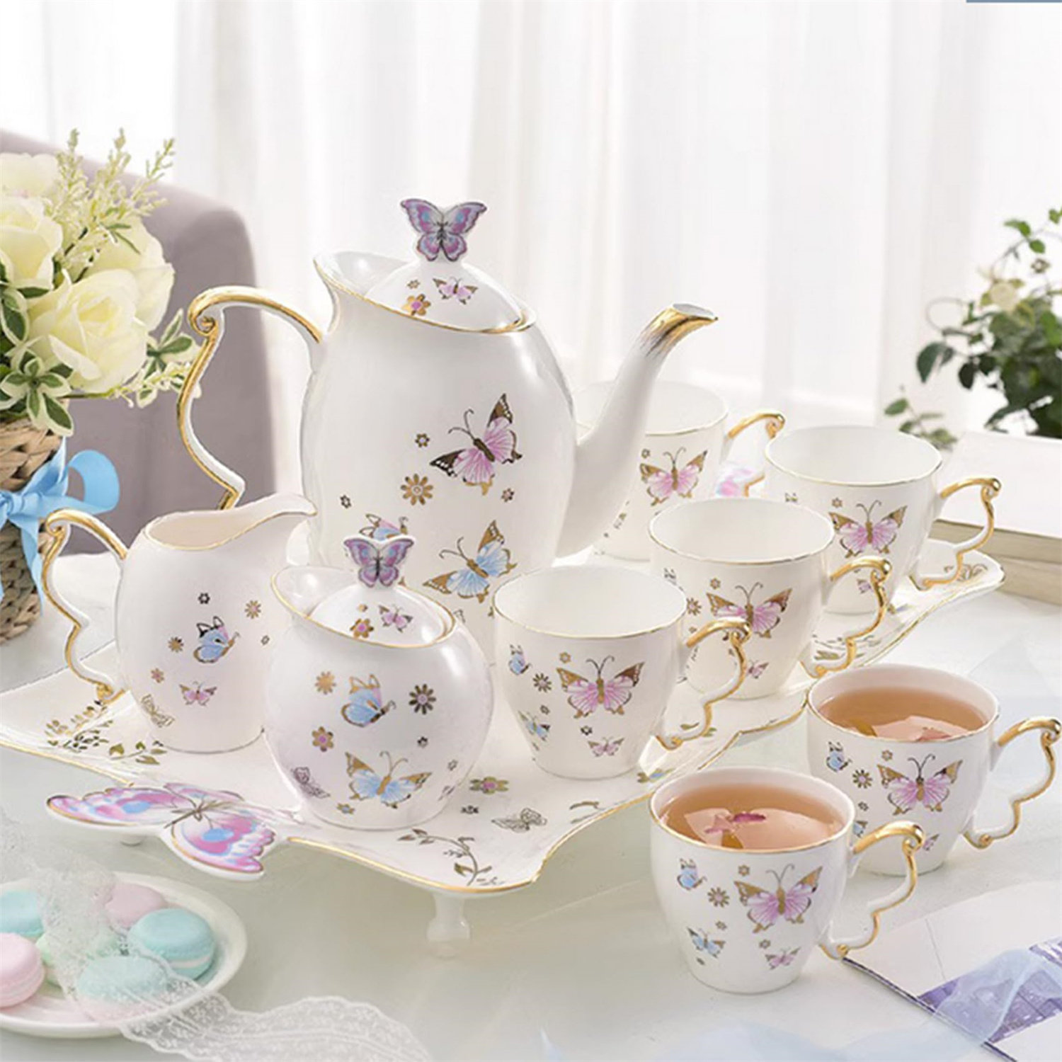 DNGJU 34oz. Floral Teapot Set | Wayfair
